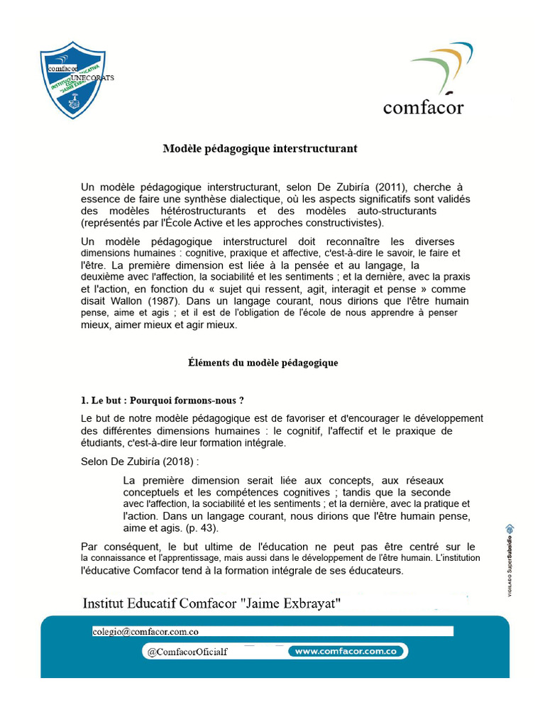 Modèle Pédagogique Interstructurant | PDF | Pédagogie | Apprentissage