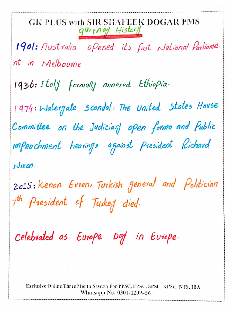 9th May History | PDF