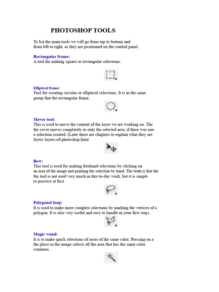 Photoshop tools | PDF | Shape | Area