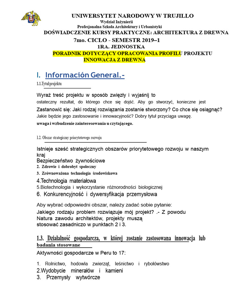 Własny Przewodnik Do Opracowania Profilu Projektu Innowacji W Drewnie | PDF