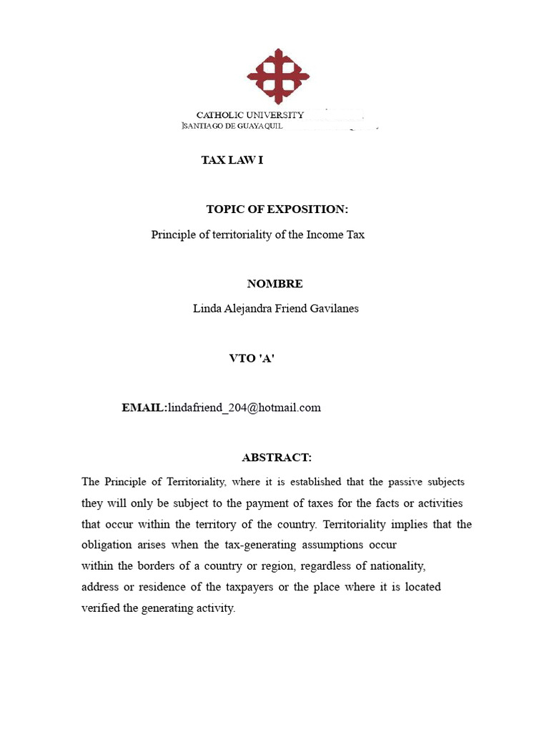 Territoriality Principle in Taxation | PDF | Taxes | Double Taxation