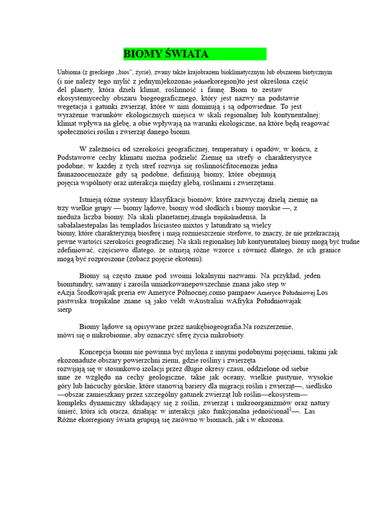 Biomy Świata | PDF