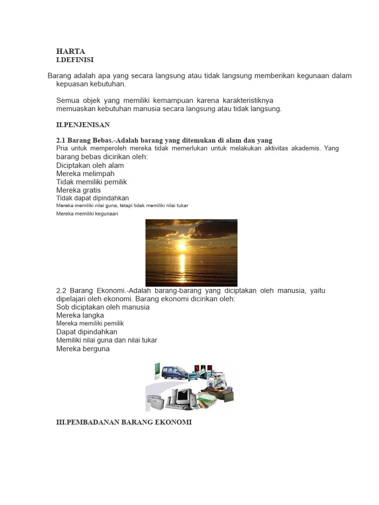 Jenis dan Definisi Barang Ekonomi | PDF