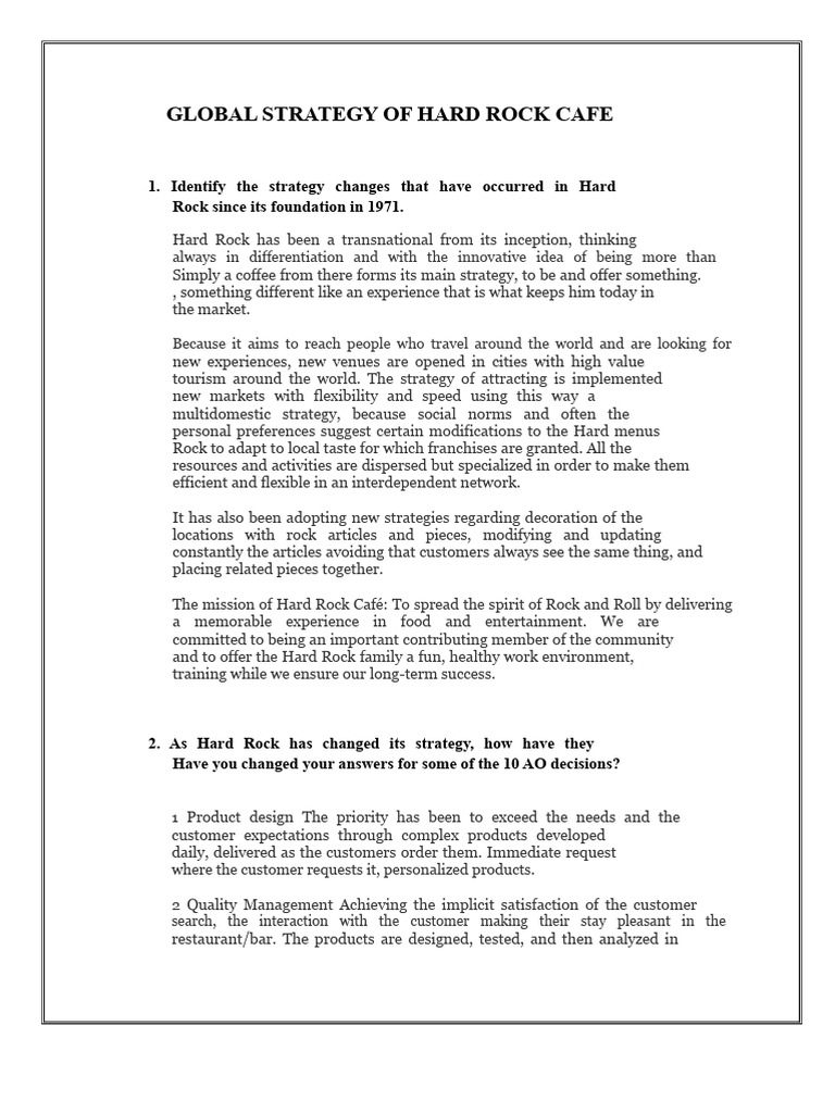 Global Strategy of Hard Rock Cafe | PDF | Supply Chain | Business Economics