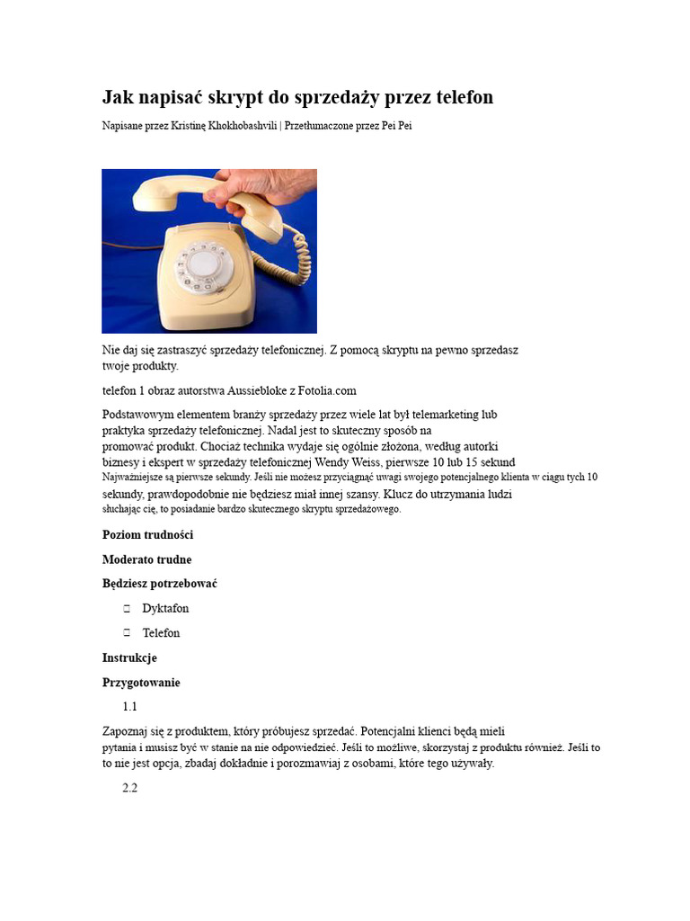 Scenariusz Na Telefon | PDF