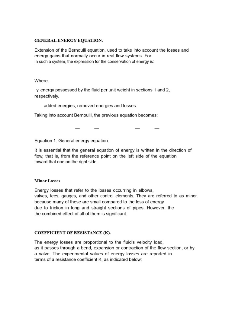 General Energy Equation in Fluid Flow | PDF | Fluid Dynamics | Thermal ...