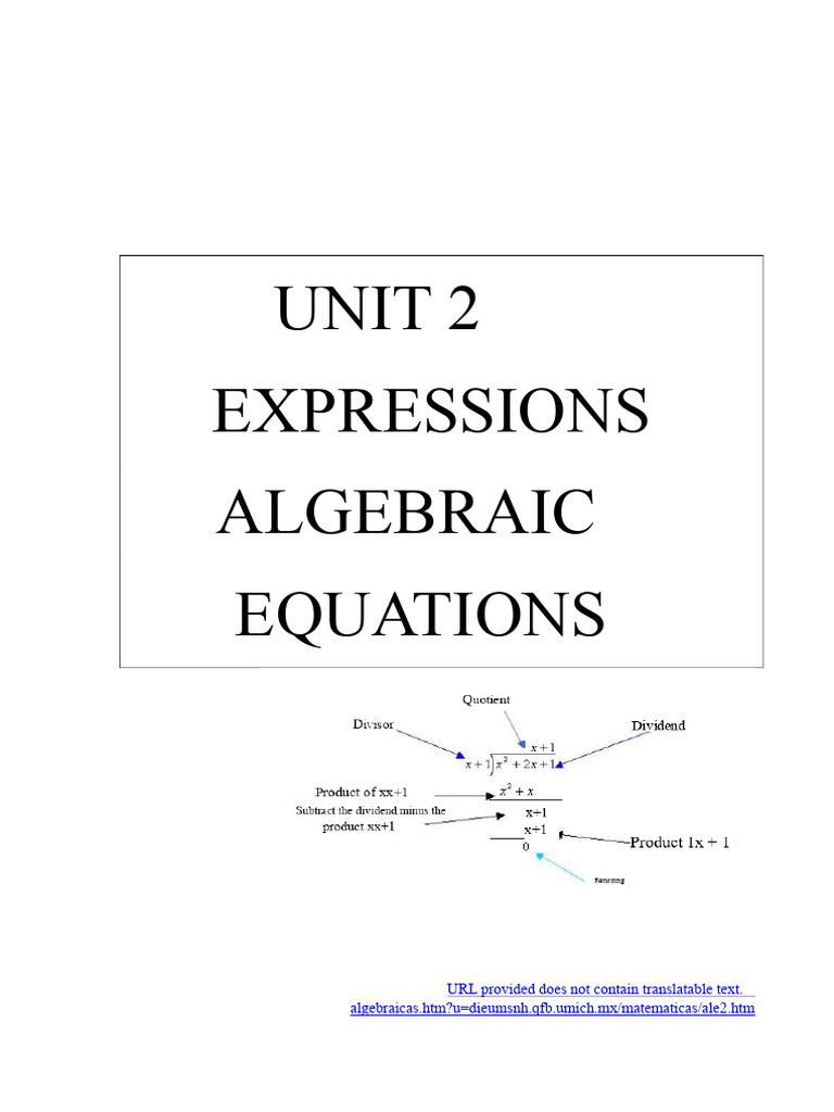 Algebraic Expressions and Equations Guide | PDF | Factorization | Algebra