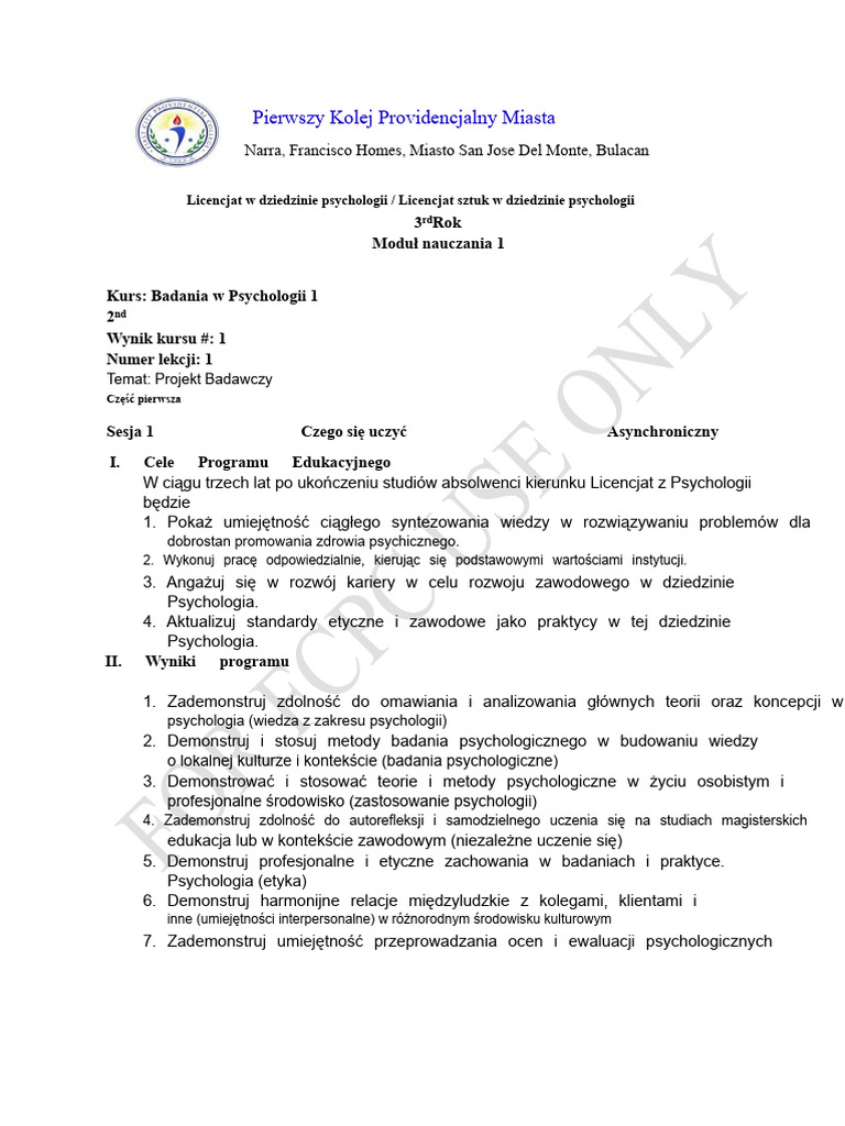 LM1-Badania W Psychologii 1 | PDF