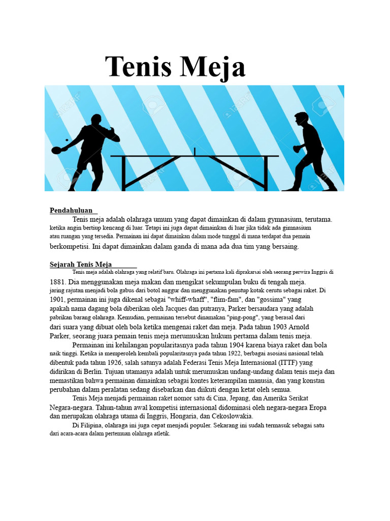 Sejarah dan Teknik Dasar Tenis Meja | PDF