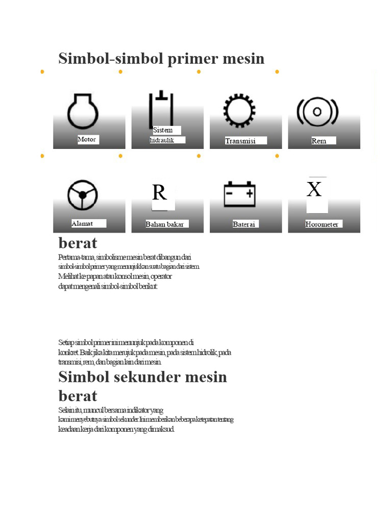 Simbol Mesin Berat: Panduan Operator | PDF