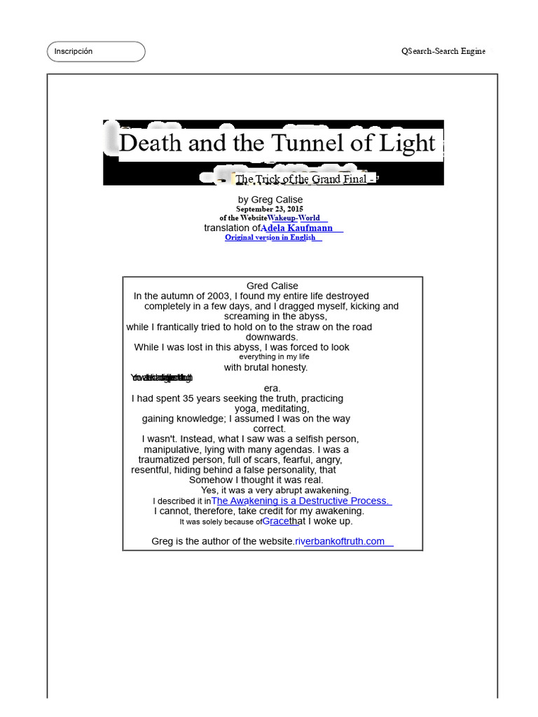 Death and The Light Tunnel - The Great Final Trick | PDF | Heaven | Jesus