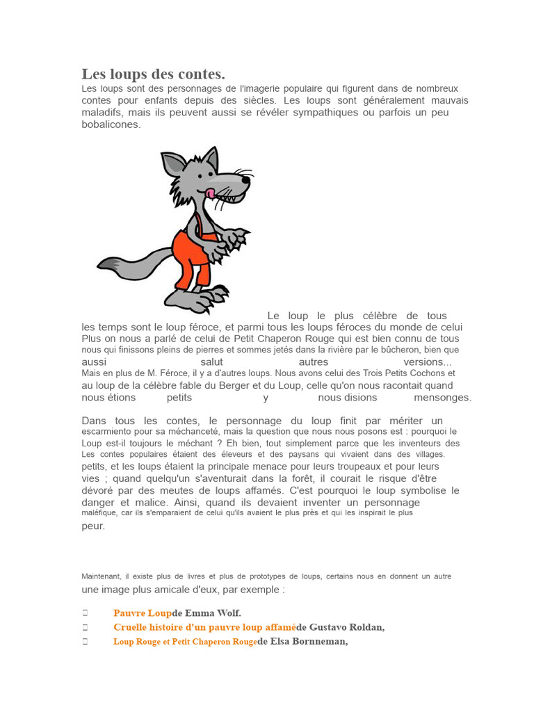 Les loups dans les contes pour enfants | PDF