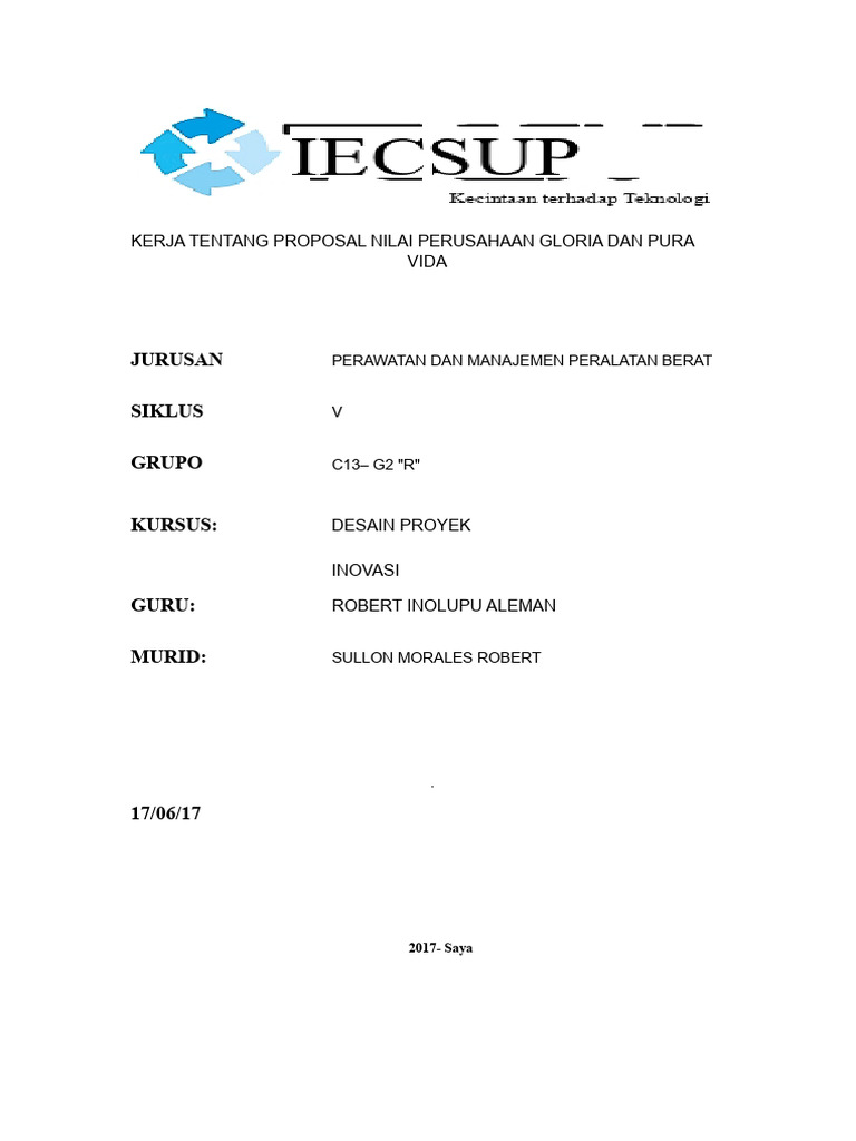 Pekerjaan Tentang Proposal Nilai Perusahaan Gloria Dan Pura Vida | PDF