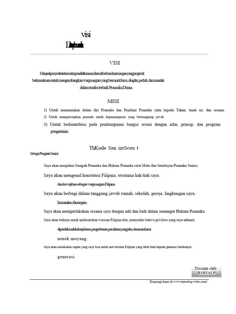 Misi Dan Visi Pramuka Senior | PDF
