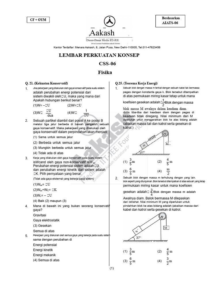 Kekuatan Konservatif dan Energi Fisika | PDF