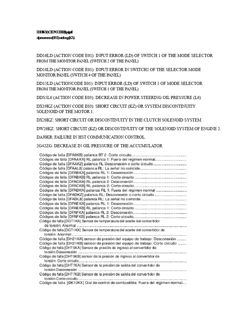 Komatsu Fault Codes and Warnings | PDF