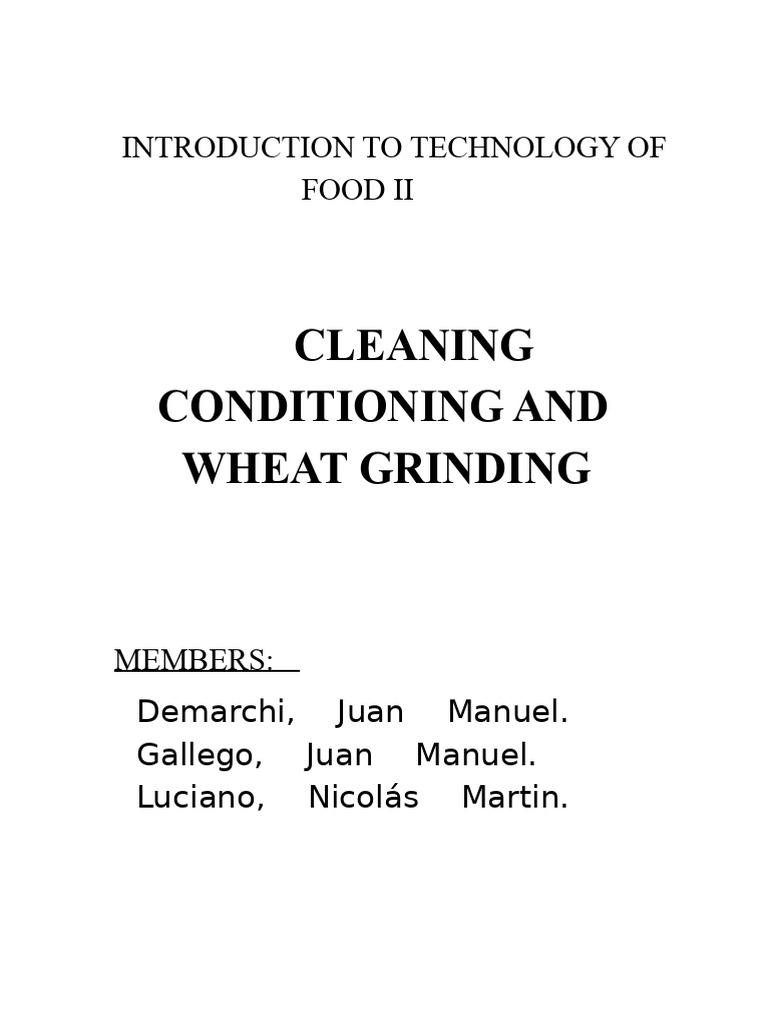 Cleaning and Conditioning of Wheat | PDF | Mill (Grinding) | Flour