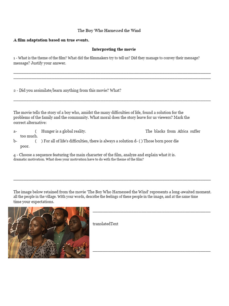 Analyzing "The Boy Who Harnessed the Wind" | PDF