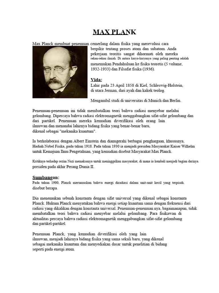 Sumbangan Max Plank | PDF