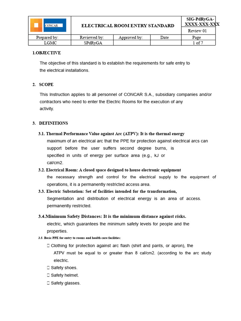 Standard For Access To Electrical Rooms | PDF | Personal Protective ...