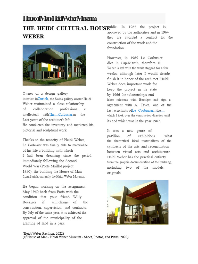 House of Man: Heidi Weber Museum Overview | PDF