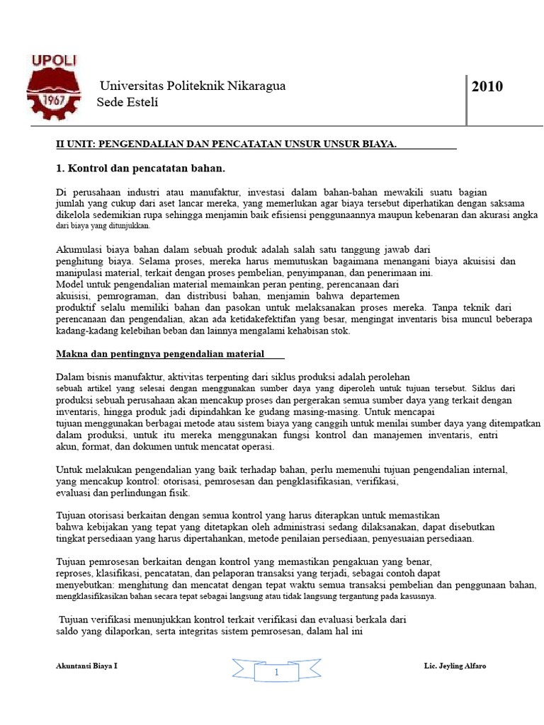 Pengendalian dan Pencatatan Biaya Bahan | PDF
