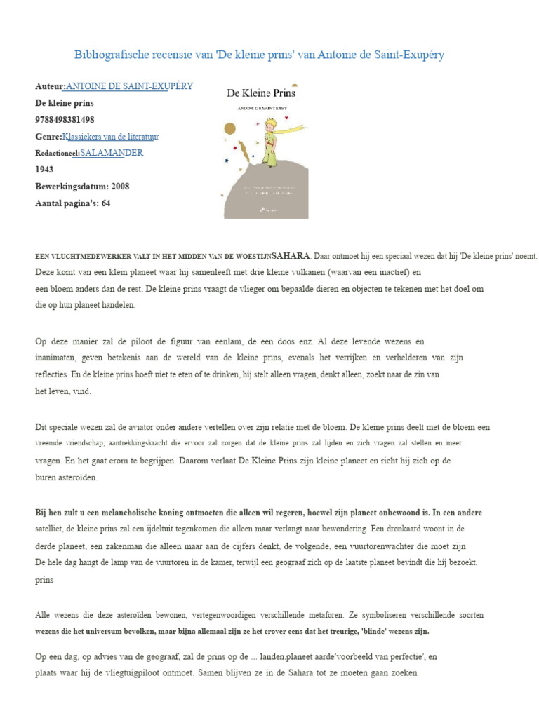 Recensie - De Kleine Prins | PDF
