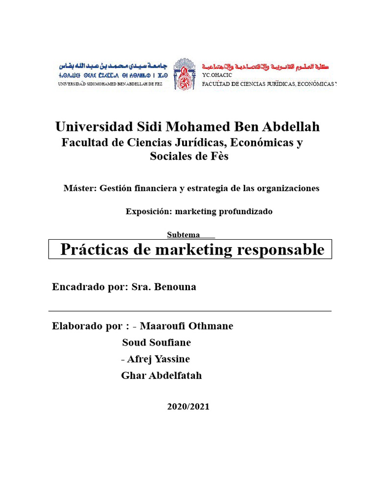 Práctica de Marketing Responsable | PDF | Marketing | Responsabilidad ...
