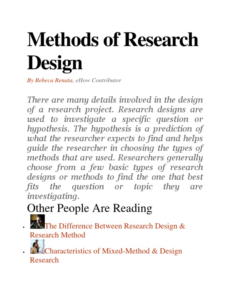 Methods of Research Design | PDF | Research Design | Experiment