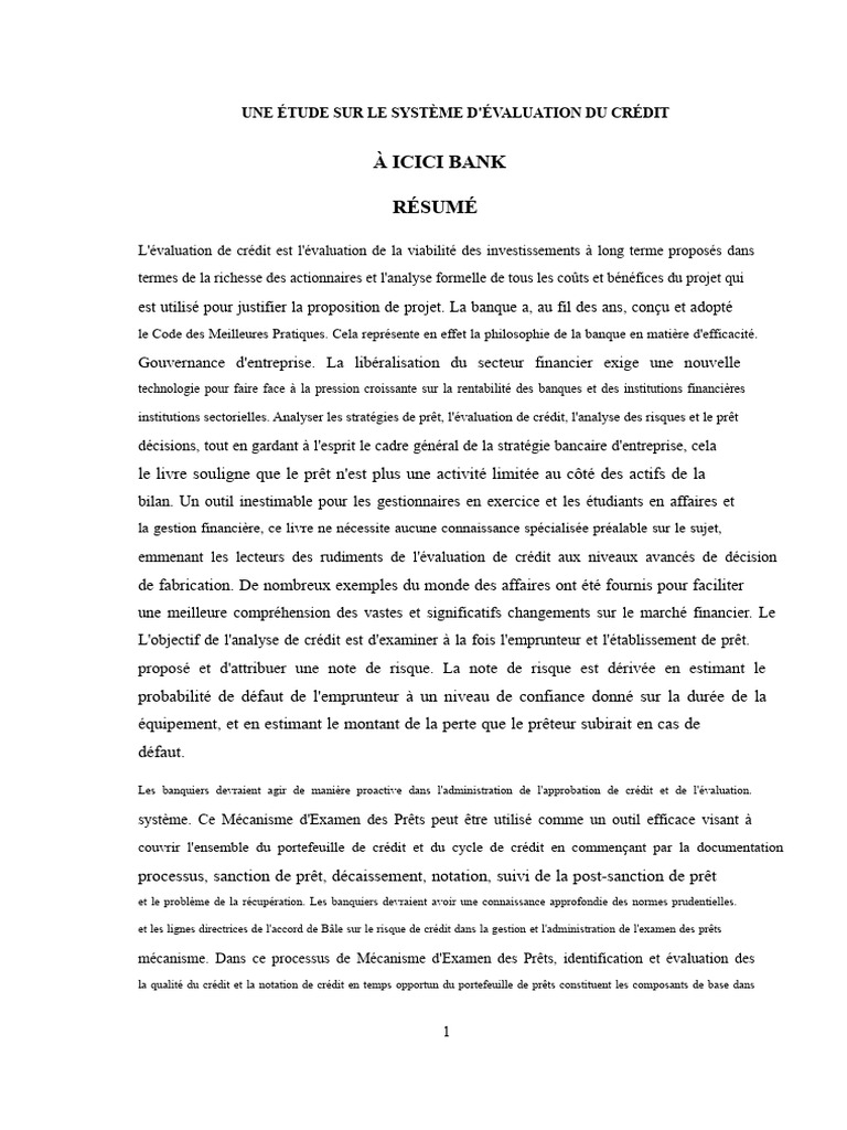 Efficacité de l'évaluation de crédit à ICICI | PDF | Banques | Crédit