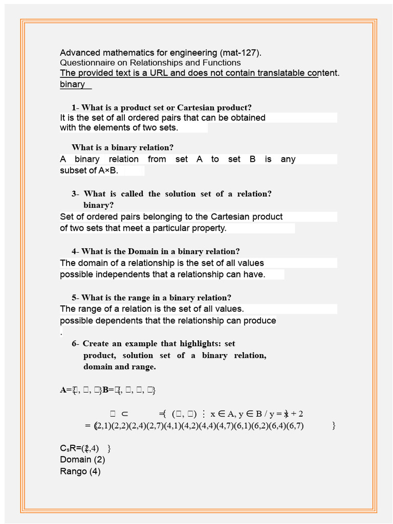 Questionnaire About Functions | PDF | Trigonometric Functions ...