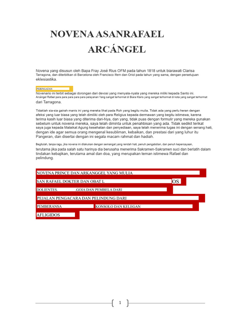 NOVENA KEPADA SAN RAFAEL ARKANGEL | PDF