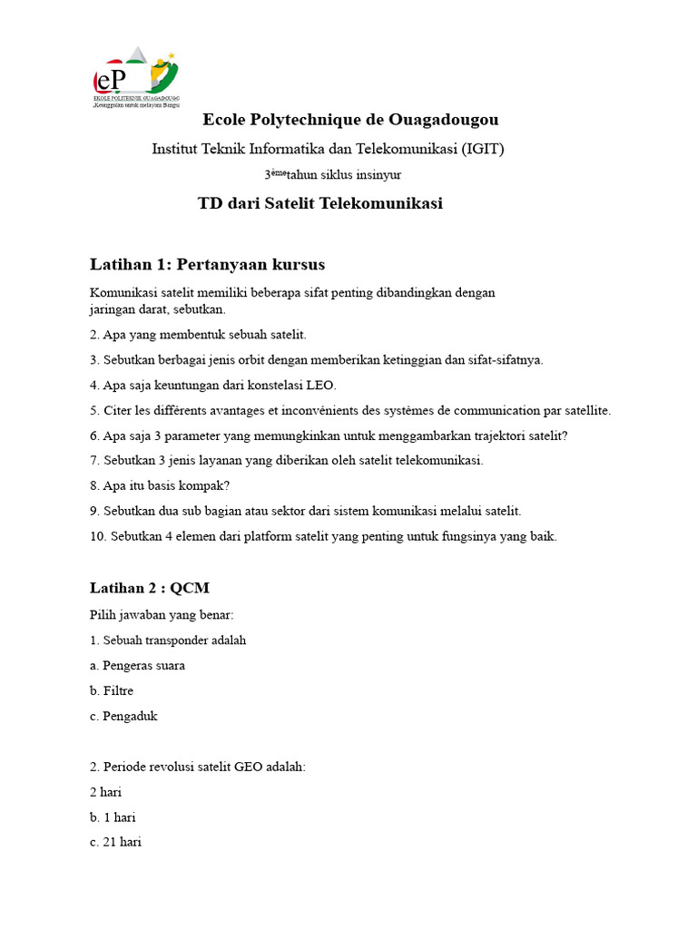 TD Satelit Telekomunikasi IGIT - EPO v2 | PDF