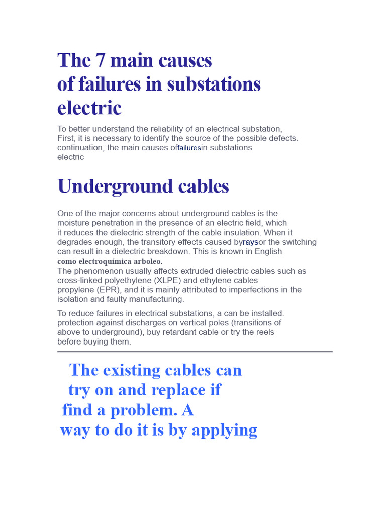 The 7 Main Causes of Failures in Electrical Substations | PDF ...