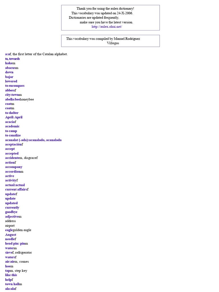 Castilian-Catalan Dictionary | PDF