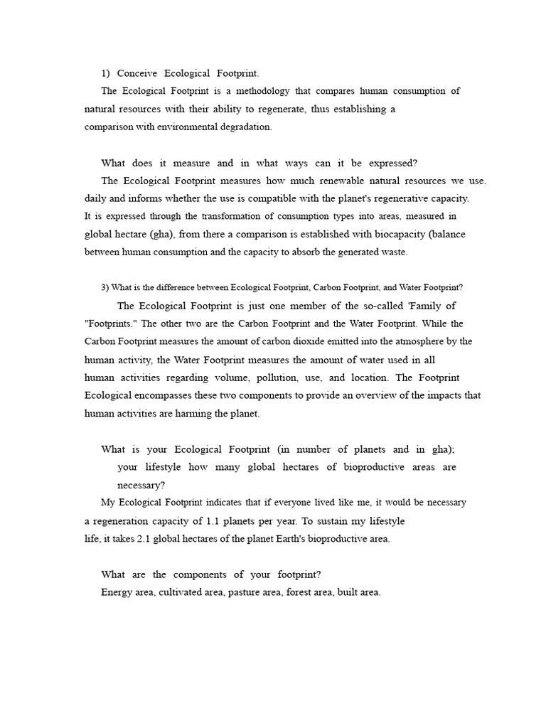 Activity - Ecological Footprint | PDF | Carbon Footprint | Ecology