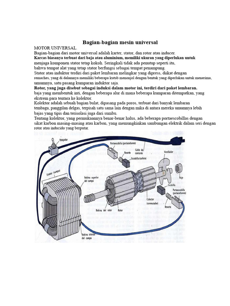 Bagian-Bagian Motor Universal dan Sangkar Tupai | PDF