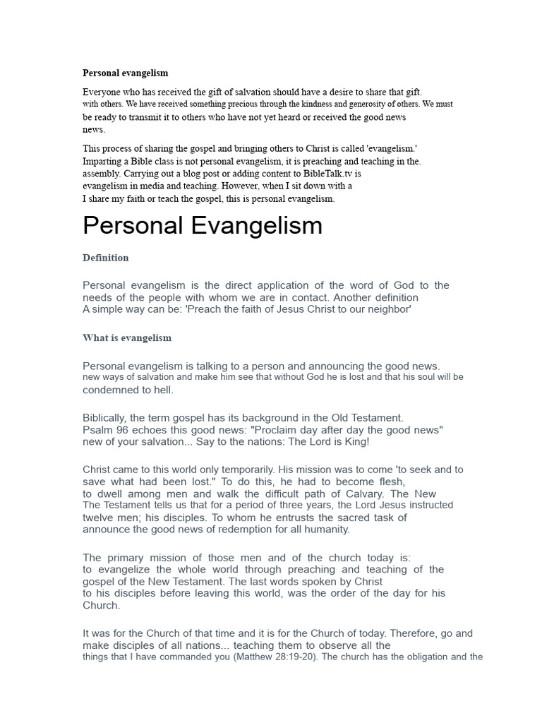 Understanding Personal Evangelism | PDF | Salvation | Jesus