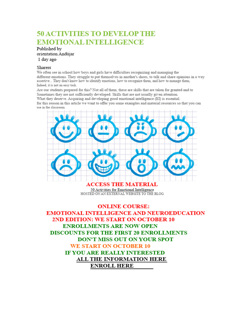 50 Activities to Enhance Emotional Intelligence | PDF | Emotional ...