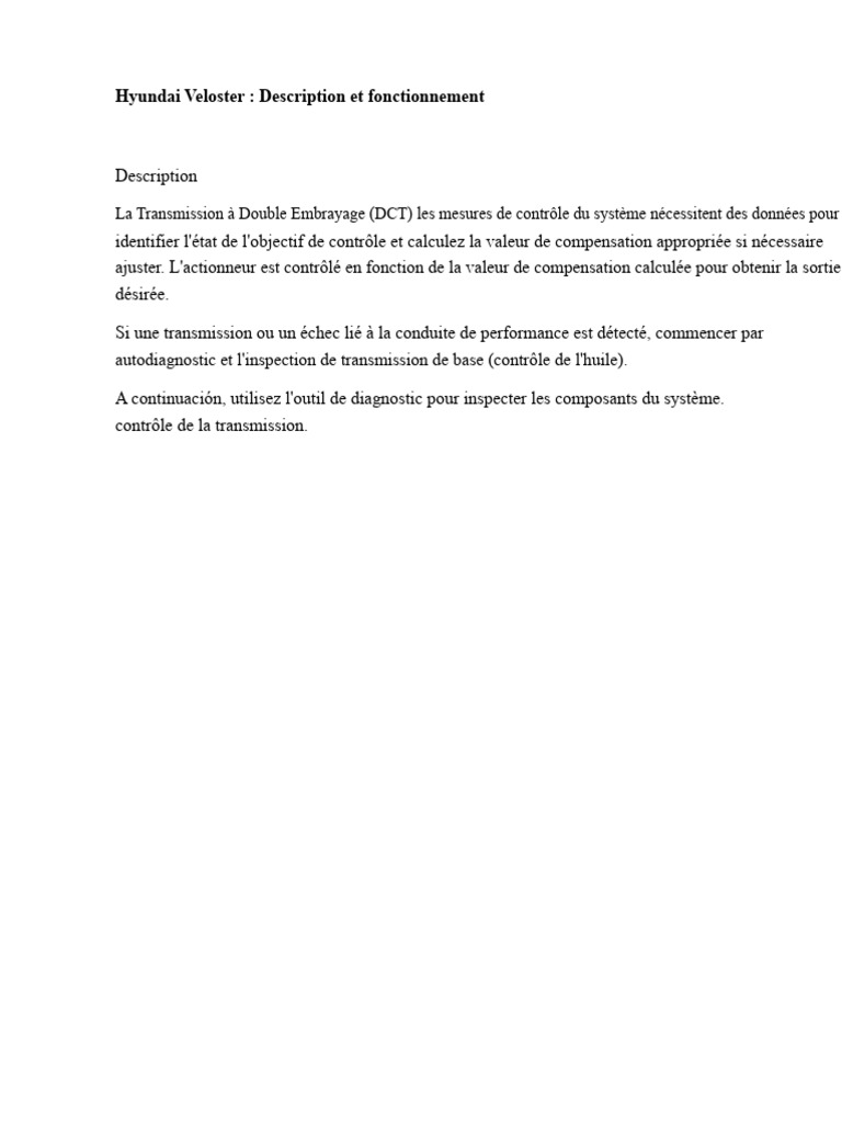 Hyundai Veloster : Guide DCT et TCM | PDF | Embrayage | Interrupteur