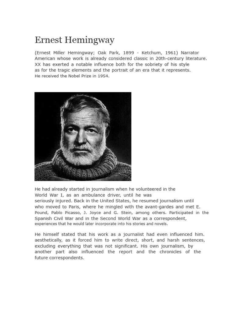 Ernest Hemingway | PDF | Ernest Hemingway | Writing
