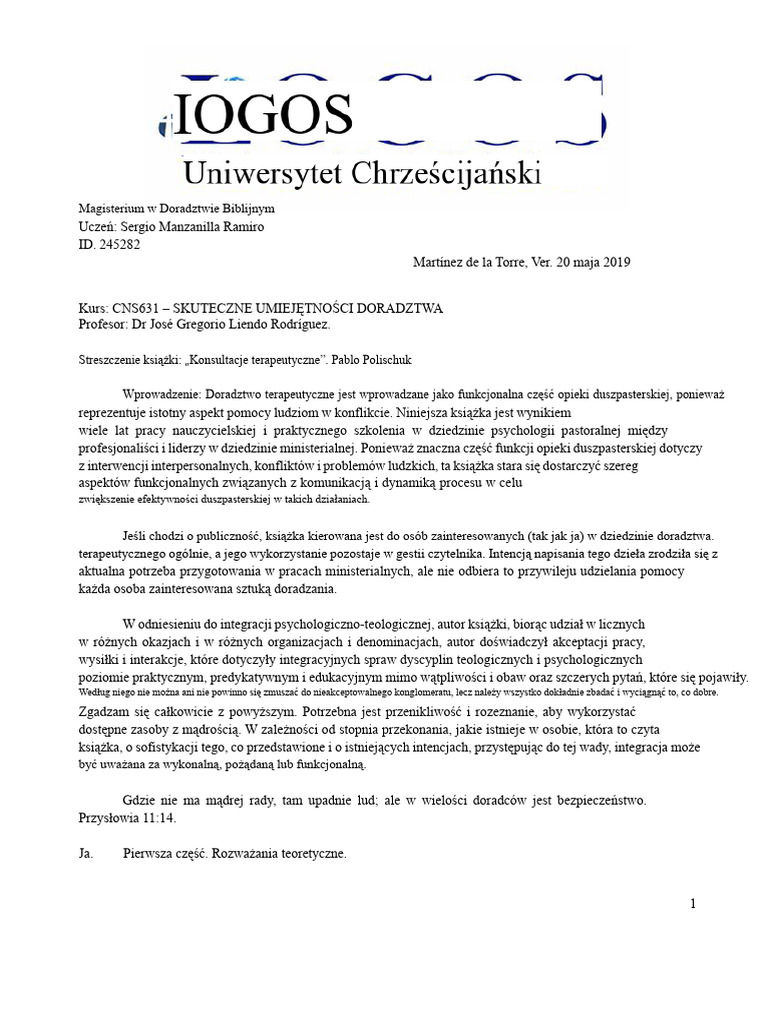 Streszczenie Książki "Rada Terapeutyczna" - Pablo Polischuk PDF | PDF