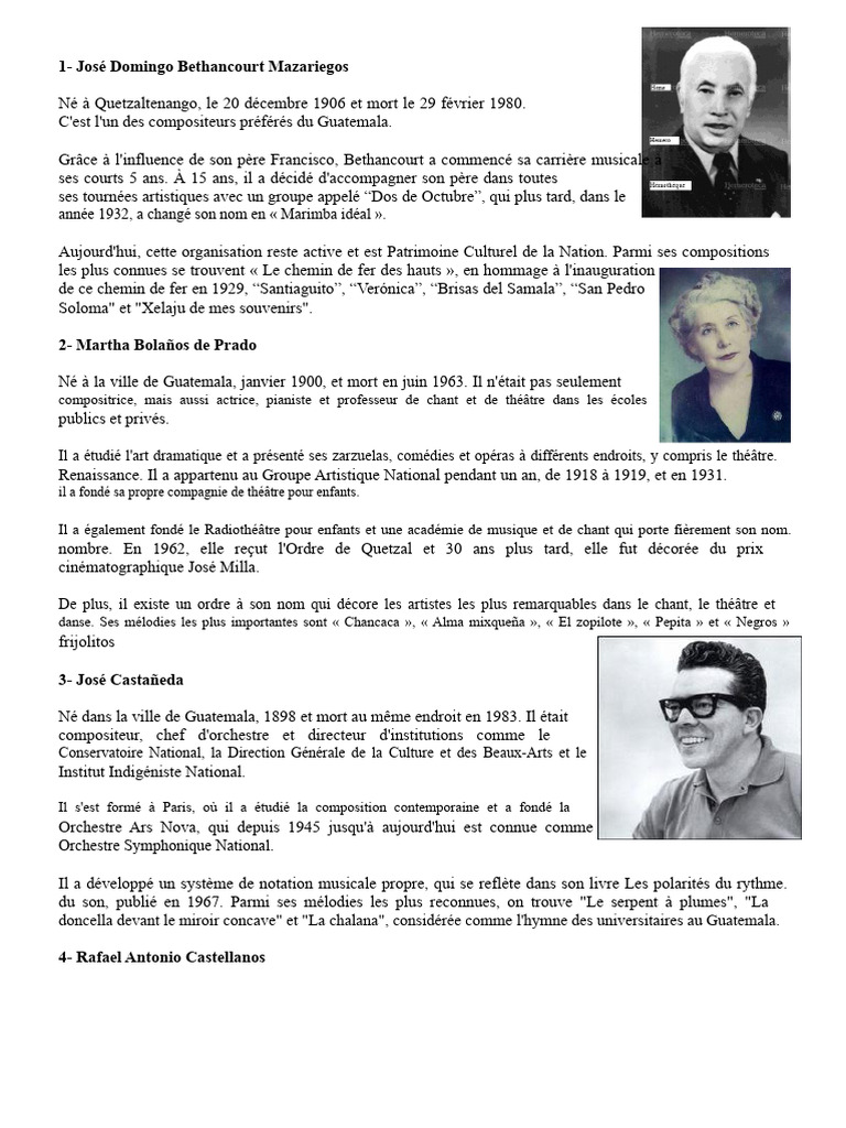 Compositeurs guatémaltèques célèbres | PDF | Guatemala | Orchestre