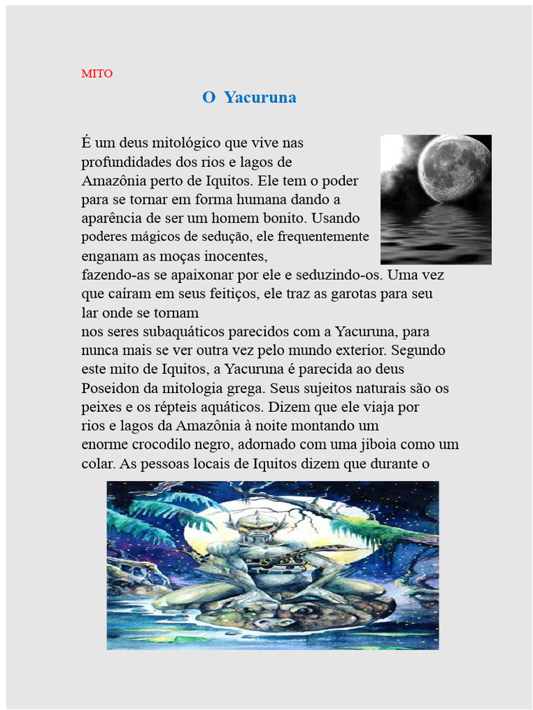 Mito da Yacuruna na Amazônia | PDF