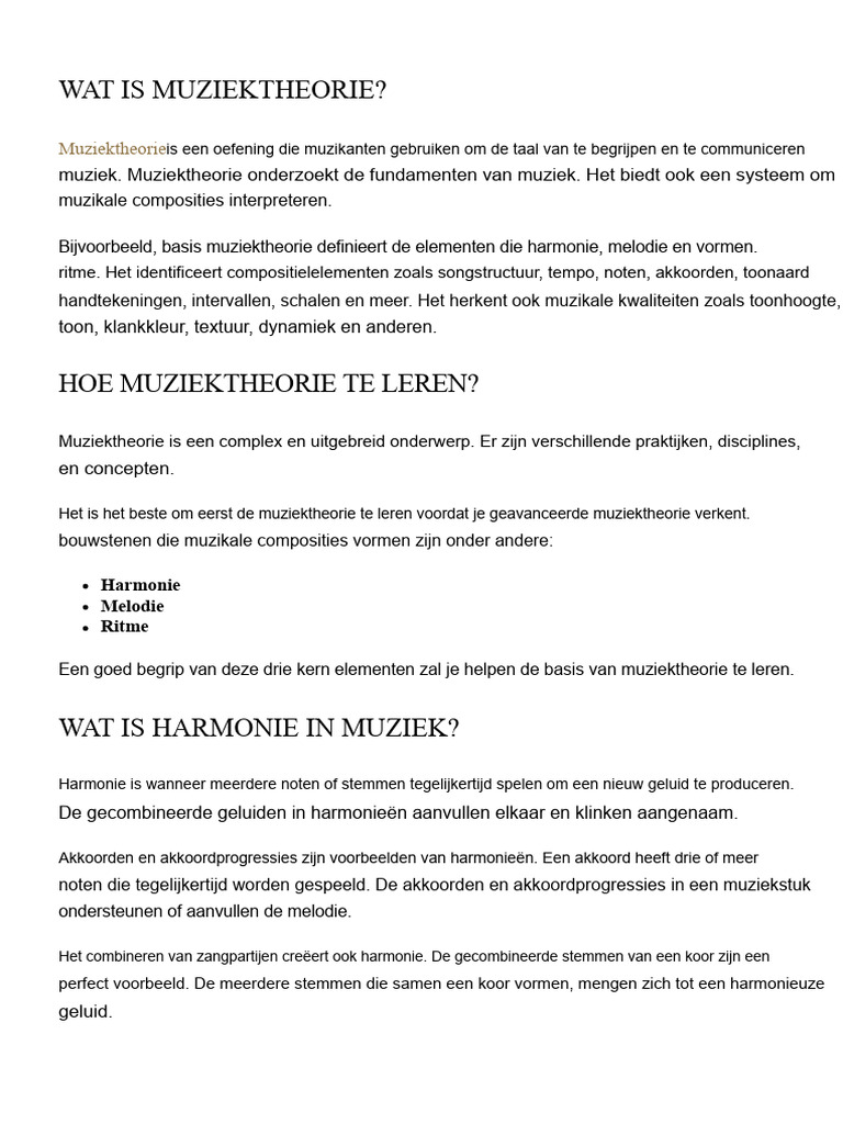 Basis Muziektheorie Voor Beginners | PDF