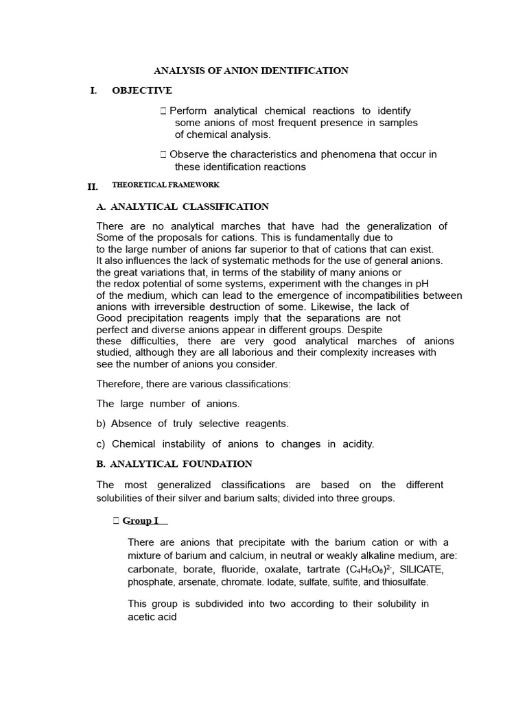 Analysis of Anion Identification | PDF | Cyanide | Nitrate