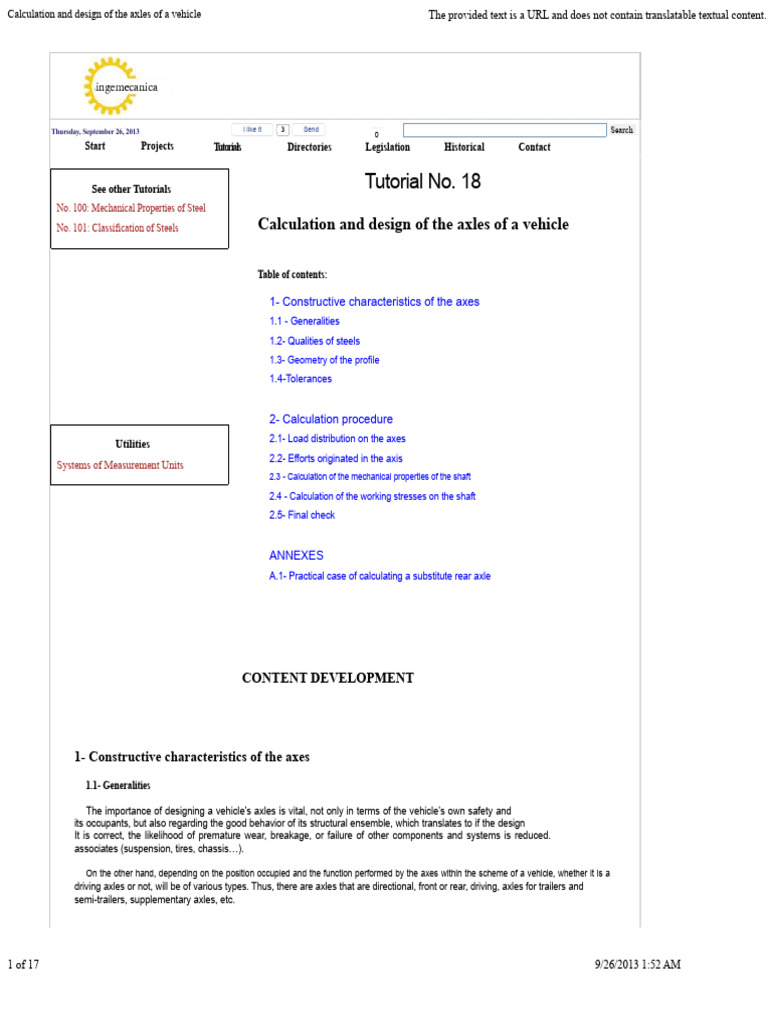 Vehicle Axle Design and Calculation Guide | PDF | Bending | Axle