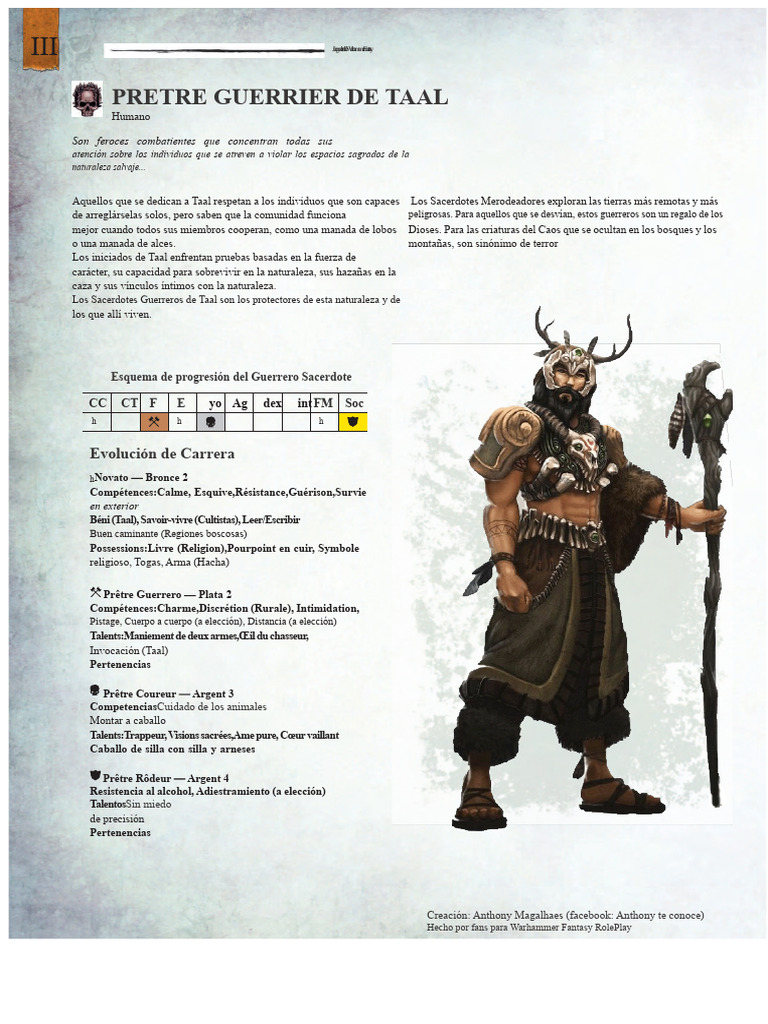 Sacerdotes Guerreros de Taal en Warhammer | PDF