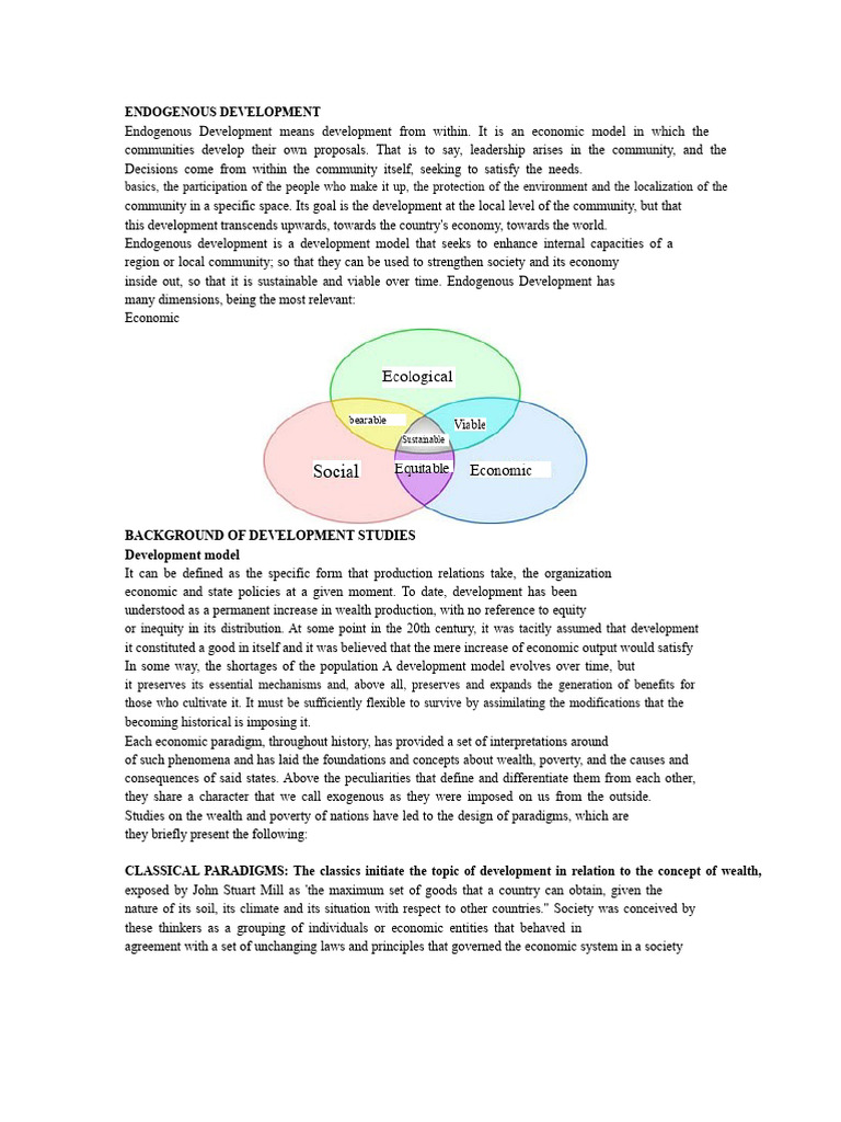 Understanding Endogenous Development Model | PDF | Economics | Economic ...