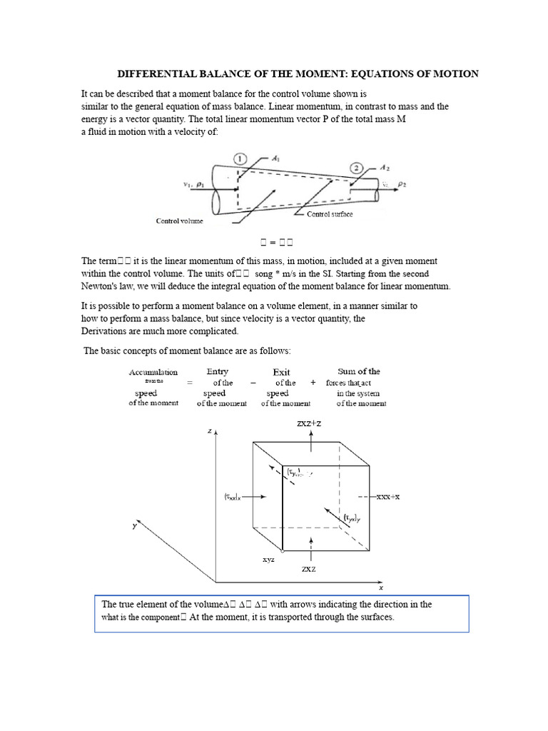 Differential Momentum Balance Equations | PDF | Momentum | Navier ...